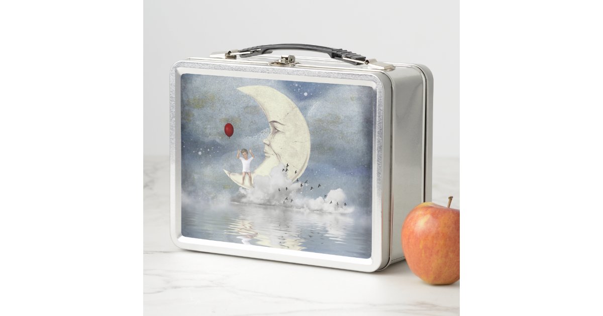 Boy and Moon Metal Lunch Box | Zazzle