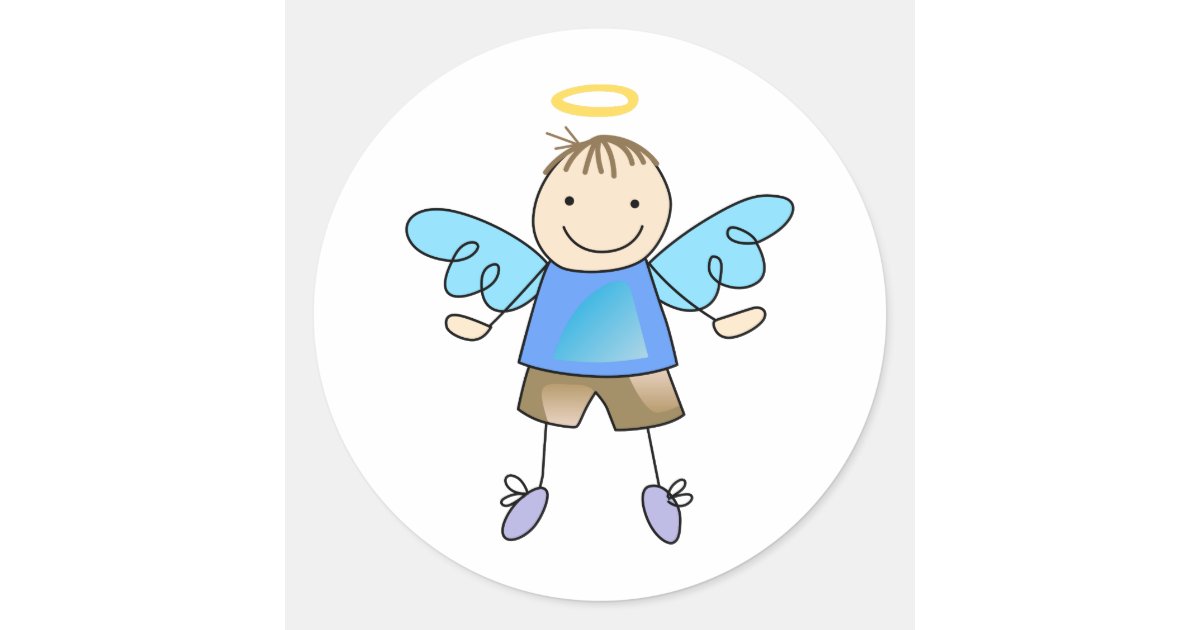 BOY ANGEL CLASSIC ROUND STICKER | Zazzle