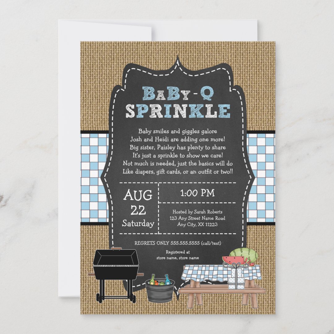 Boy Baby Q Sprinkle, BBQ baby shower Invitation | Zazzle