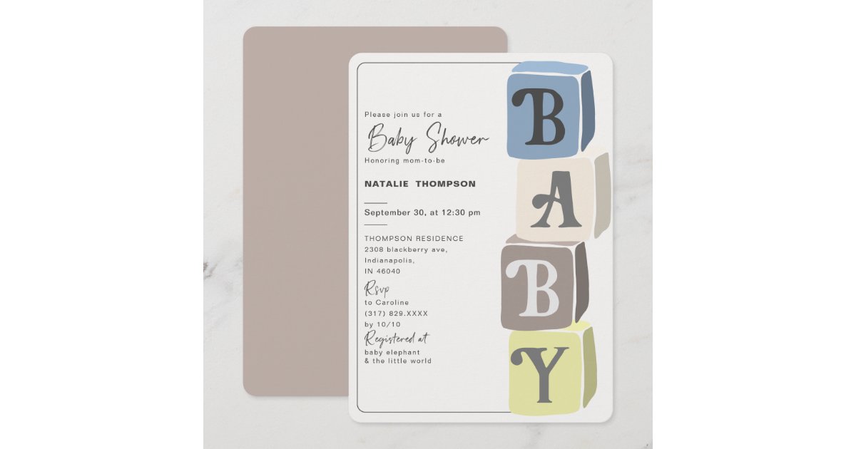Boy Baby Shower Blocks Invitation | Zazzle