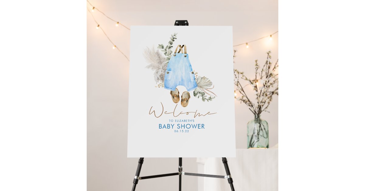 Boy Baby Shower Blue Brown Cute Foam Board | Zazzle