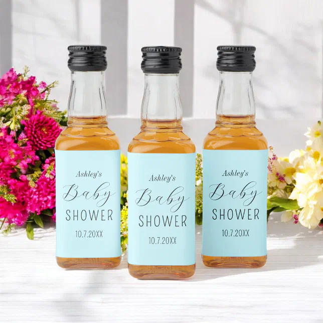 Boy Baby Shower Blue Elegant Liquor Bottle Label | Zazzle