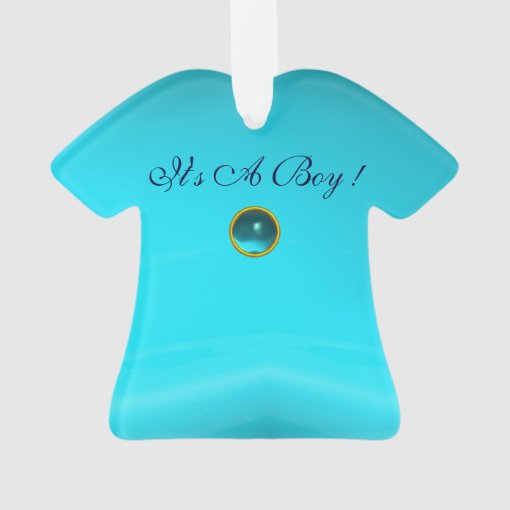 BOY BABY SHOWER Blue Ribbon Tshirt Ornament | Zazzle