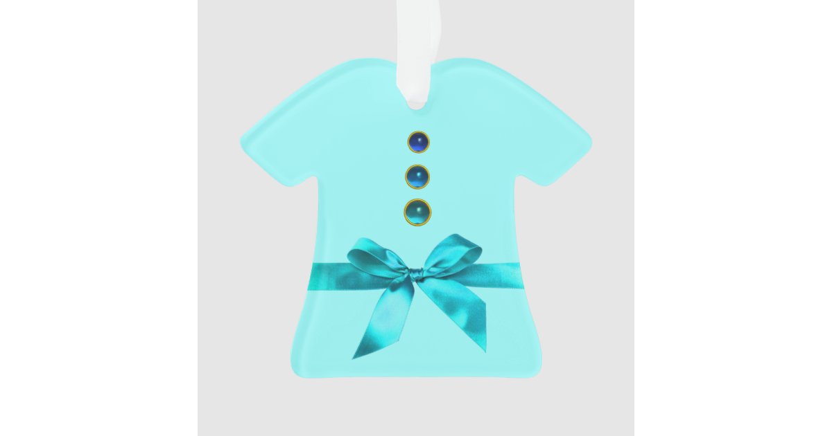 BOY BABY SHOWER Blue Ribbon Tshirt Ornament | Zazzle