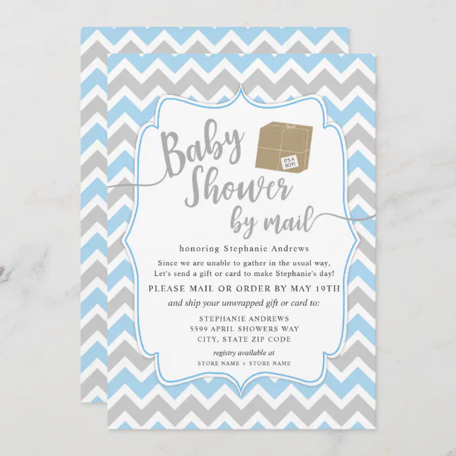 Boy Baby Shower by mail with shipping box Invitation | Zazzle