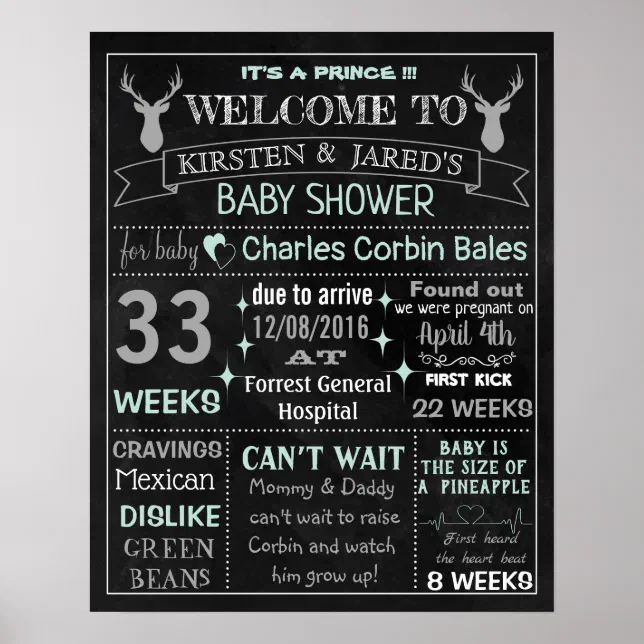 Boy Baby shower chalkboard sign | Zazzle