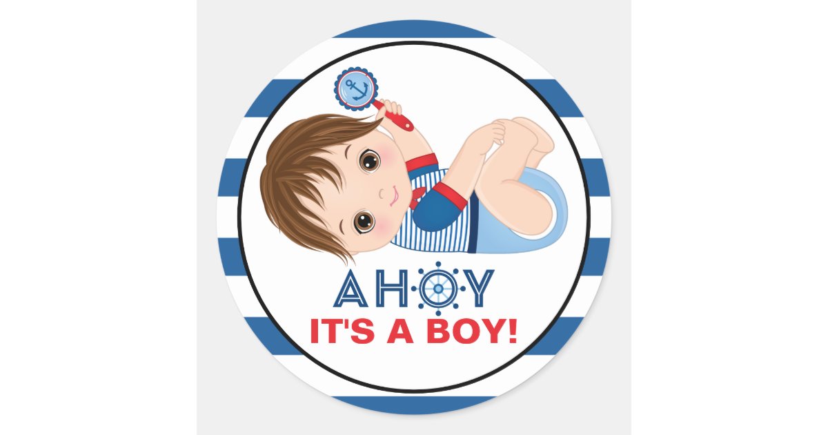 Boy Baby Shower Classic Round Sticker | Zazzle