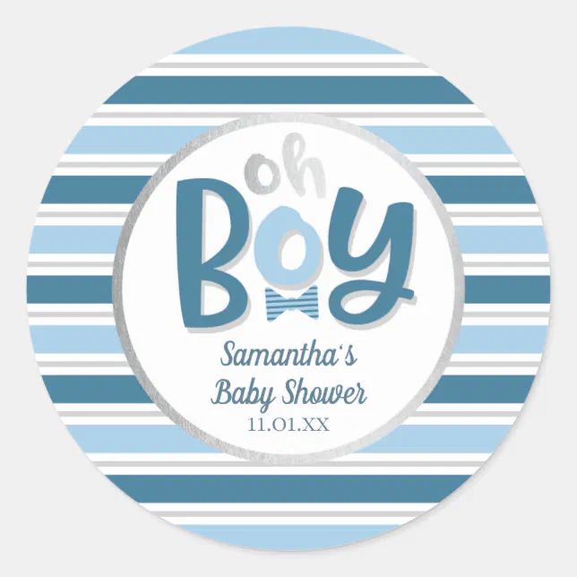 Boy Baby Shower Round Sticker | Zazzle