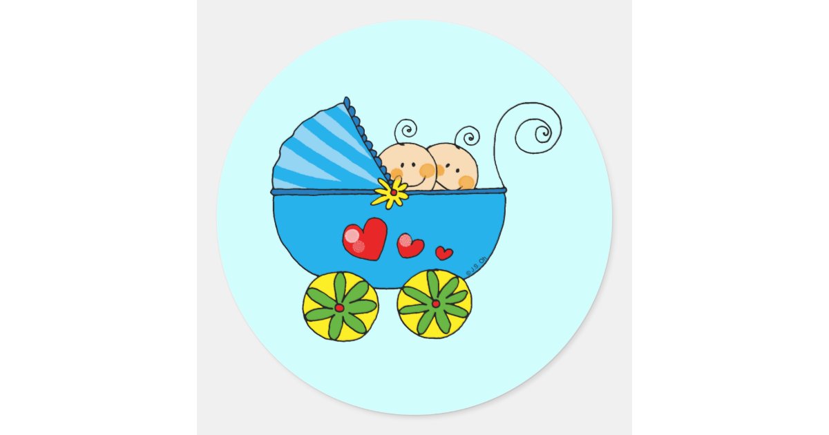 Boy baby twins classic round sticker | Zazzle