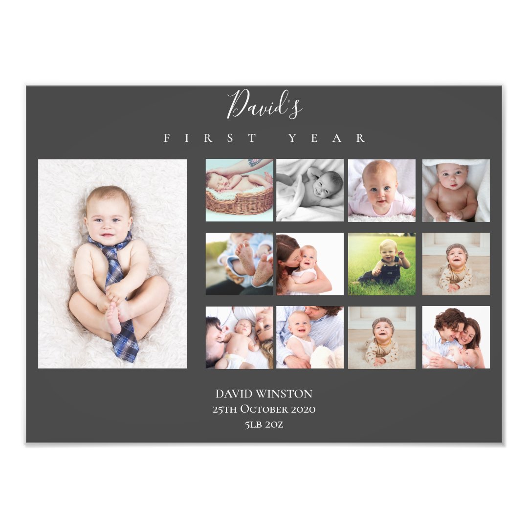 Boy Baby's First Year Photo Collage Keepsake Cute | Zazzle