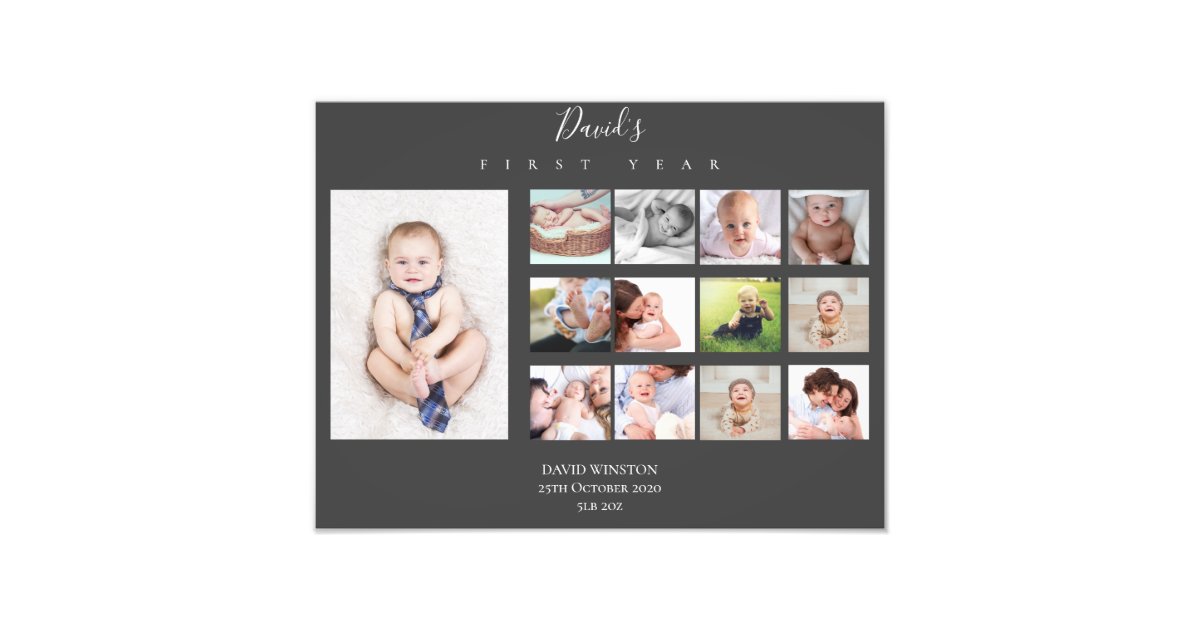 Boy Baby's First Year Photo Collage Keepsake Cute | Zazzle