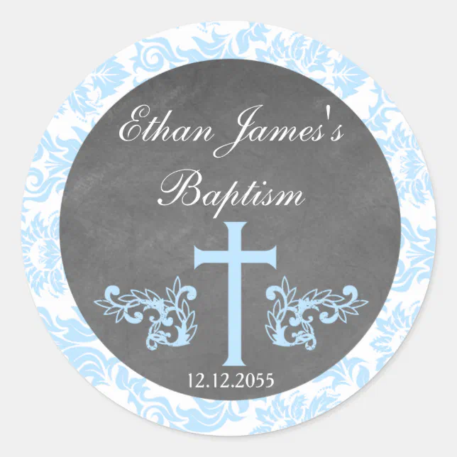 Boy Baptism Favor Stickers Tags | Zazzle