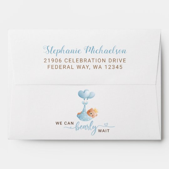Boy Bear Blue Baby Shower Envelope | Zazzle.com
