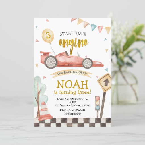 Boy Birthday Racing Car Invitation | Zazzle