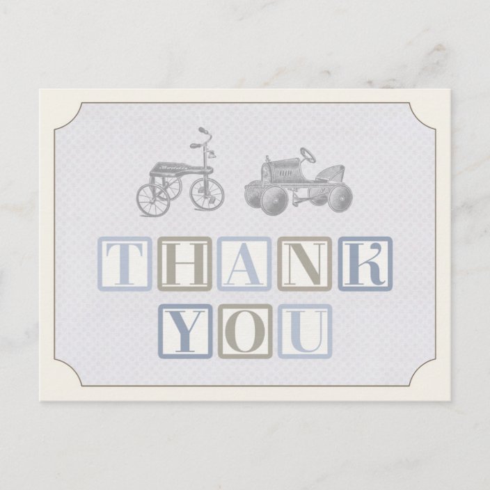 boy birthday thank you card, vintage toy card | Zazzle.com