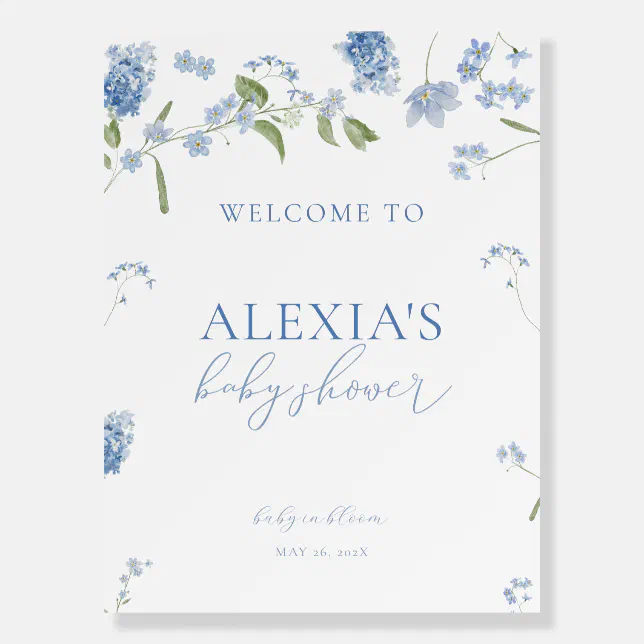 Boy Blue Baby in Bloom Baby Shower Welcome Sign | Zazzle