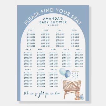 Boy Boho Nursery Baby Shower Seating Chart Foam Board | Zazzle