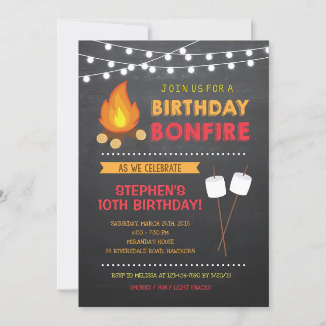 Boy Camp Bonfire Birthday Invitation | Zazzle