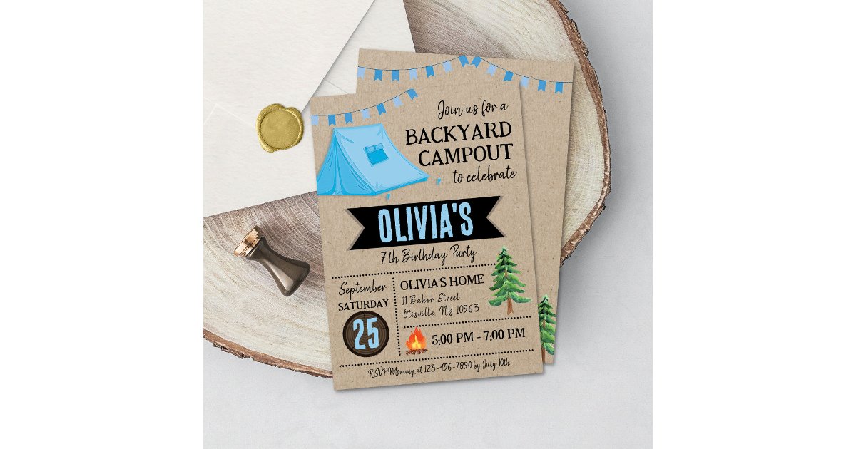 Boy Campout Birthday Invitation Backyard Camping | Zazzle
