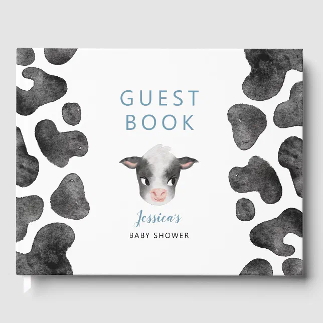 Boy Cow Baby Shower Guest Book | Zazzle