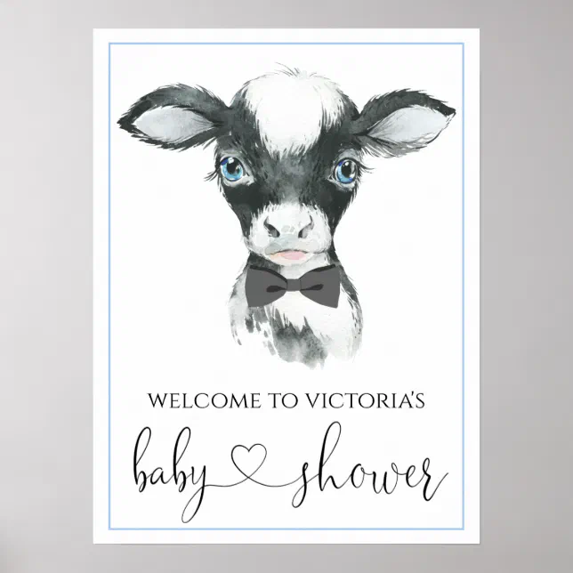 Boy Cow Farm Baby Shower Signs | Zazzle