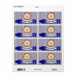 Boy Crayon School Supply Label | Zazzle