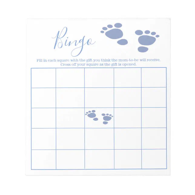 Boy Cute Baby Footprint Baby Shower Bingo Game Notepad | Zazzle