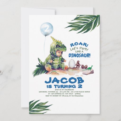 Boy Dinosaur Birthday Invitations | Zazzle