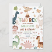 Boy Dinosaur Two Rex 2nd Birthday Party Invitation | Zazzle