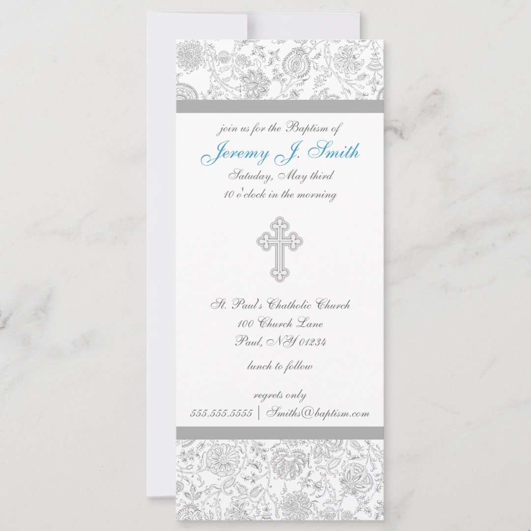 Boy Elegant Cross Christening Invitations | Zazzle