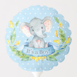 Boy Elephant Baby Shower Blue and Gray Balloon | Zazzle