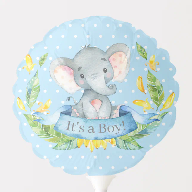 Boy Elephant Baby Shower Blue and Gray Balloon | Zazzle