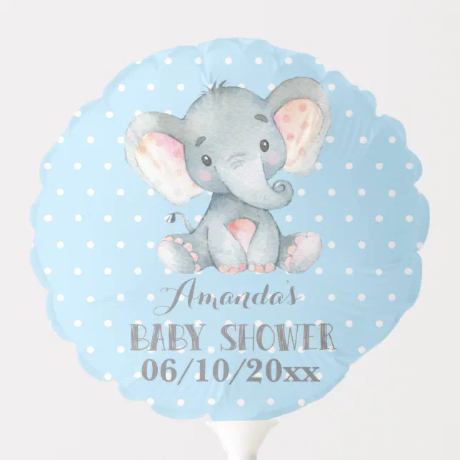 Boy Elephant Baby Shower Blue and Gray Balloon | Zazzle