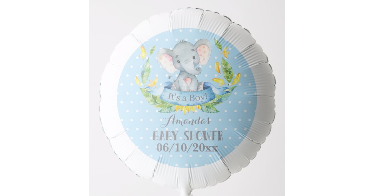 Boy Elephant Baby Shower Blue and Gray Balloon | Zazzle