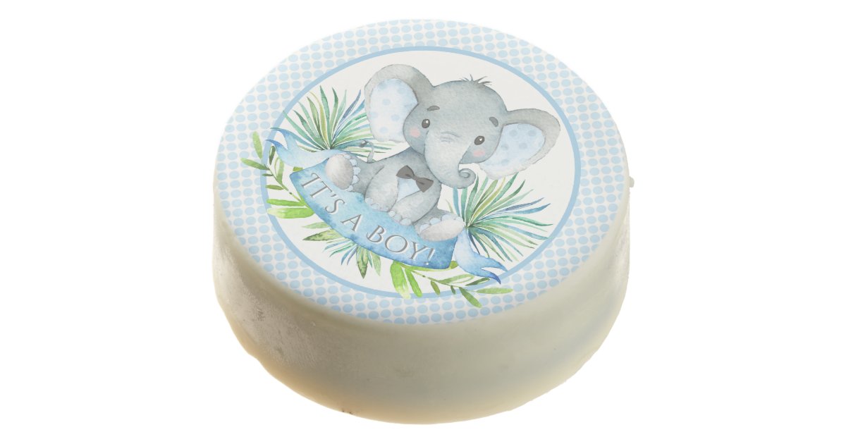 Boy Elephant Baby Shower Dipped Oreo Cookies | Zazzle