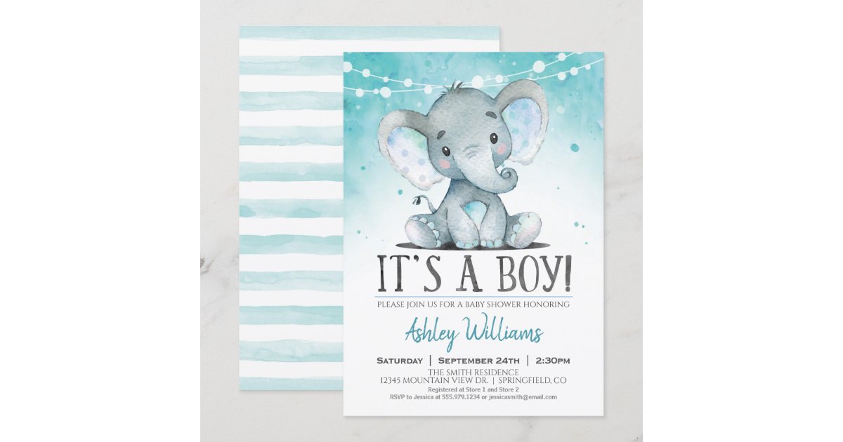 Boy Elephant Baby Shower Invitation | Zazzle