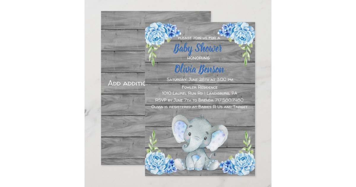Boy Elephant Baby Shower Invitation | Zazzle.com