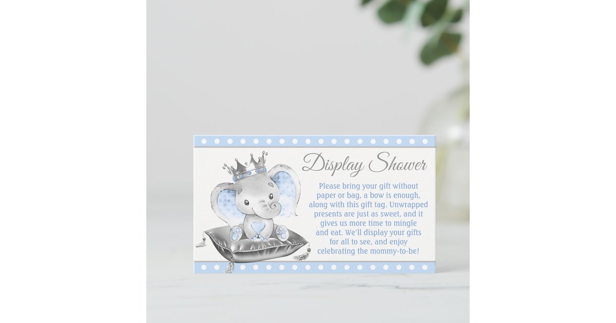 Boy Elephant Prince Display Shower Enclosure Card | Zazzle