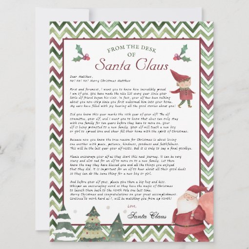 Boy Elf | Retirement Letter Christmas Santa's Desk Invitation | Zazzle