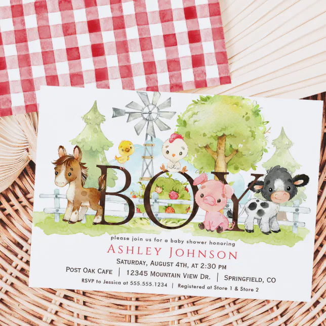 Boy Farm Baby Shower Invitation | Zazzle Boy Farm Baby Shower Invitation | Zazzle