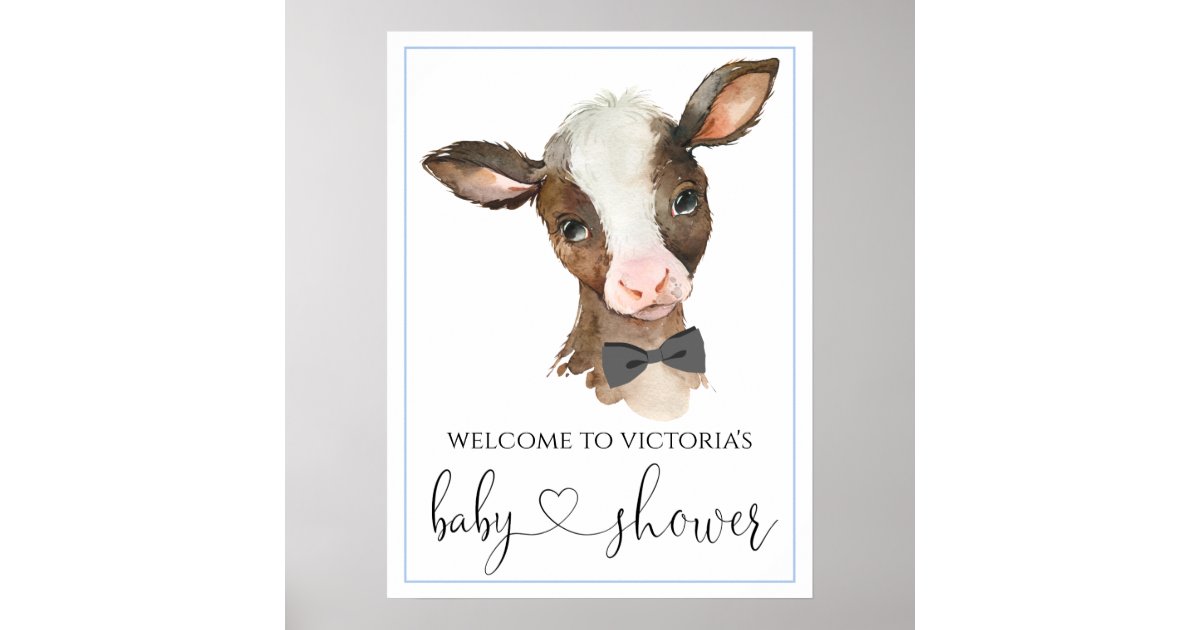 Boy Farm Cow Baby Shower Signs | Zazzle