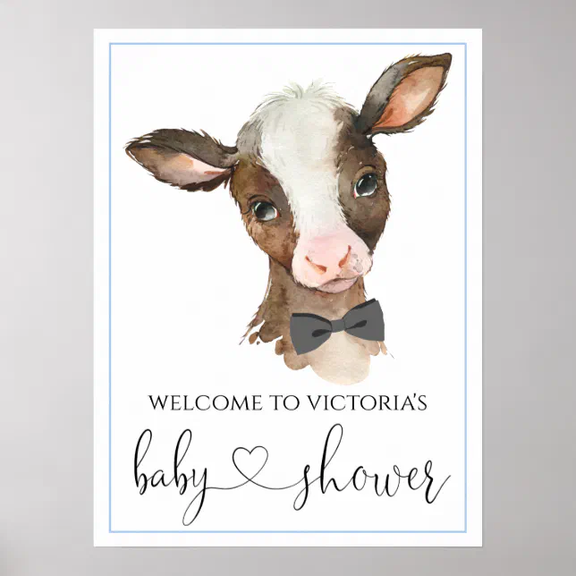 Boy Farm Cow Baby Shower Signs | Zazzle