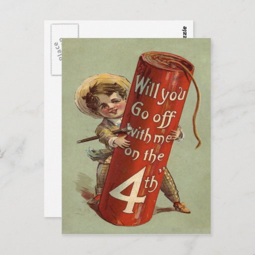 Boy Firework Firecracker Match Postcard | Zazzle