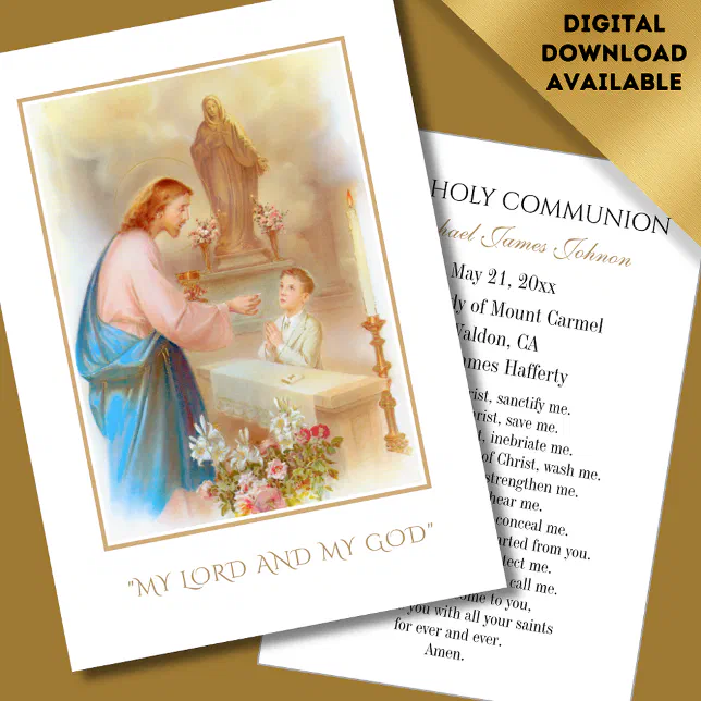 Boy First Communion Catholic Remembrance Holy Card | Zazzle