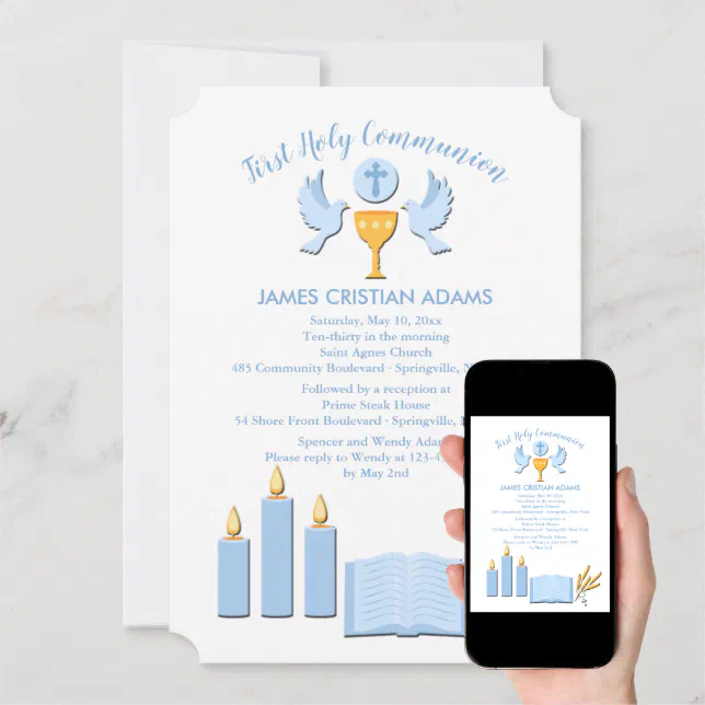Boy First Communion Invitation | Zazzle