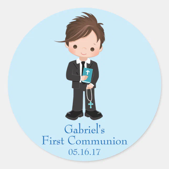 Boy First Communion Stickers Envelope Seals | Zazzle