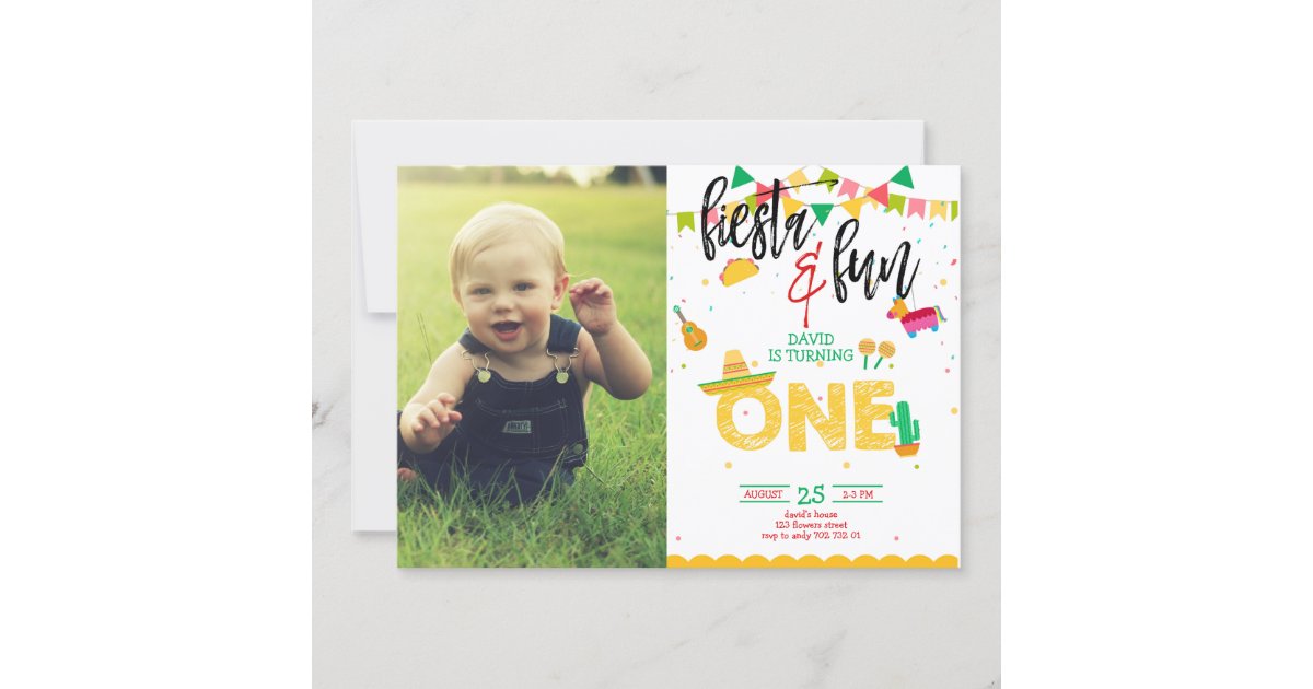 Boy First Fiesta Birthday Photo Picture Invitation | Zazzle