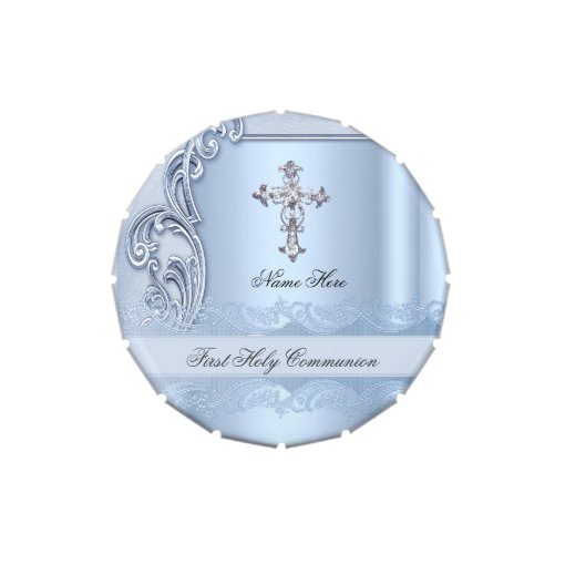 Boy First Holy Communion Blue Confirmation Favor Candy Tin | Zazzle