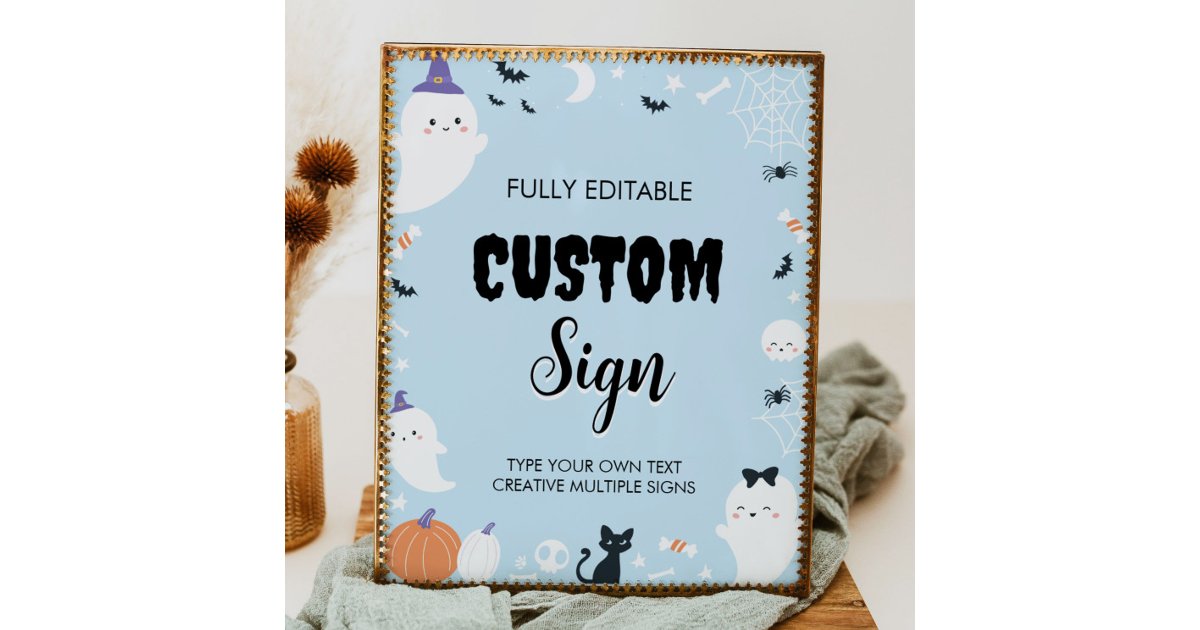 Boy Ghost Birthday Party Table Sign | Zazzle