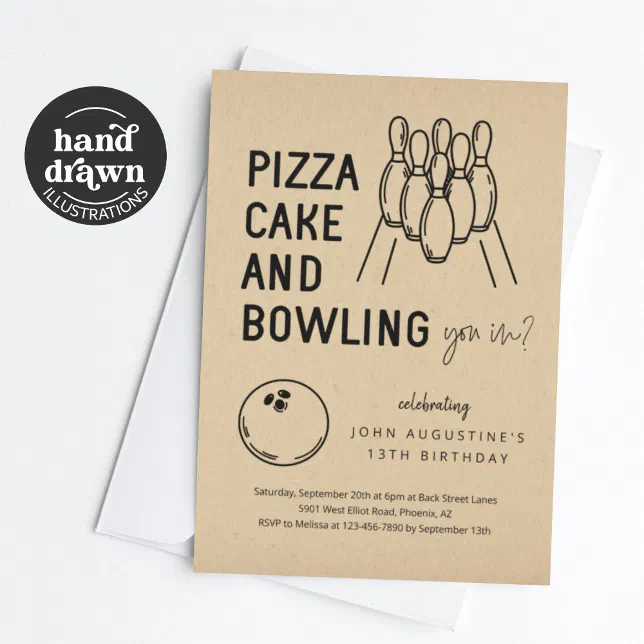Boy Girl Teen Kids Bowling Party Invitation | Zazzle